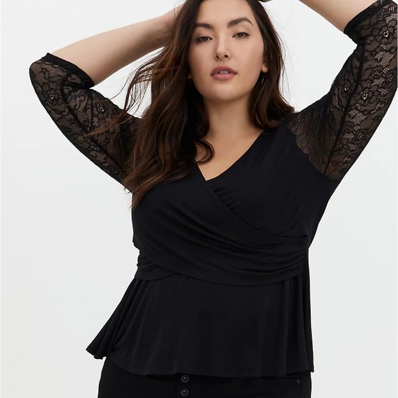 torrid | Tops | Torrid Super Soft Black Floral Lace Midi Top | Poshmark